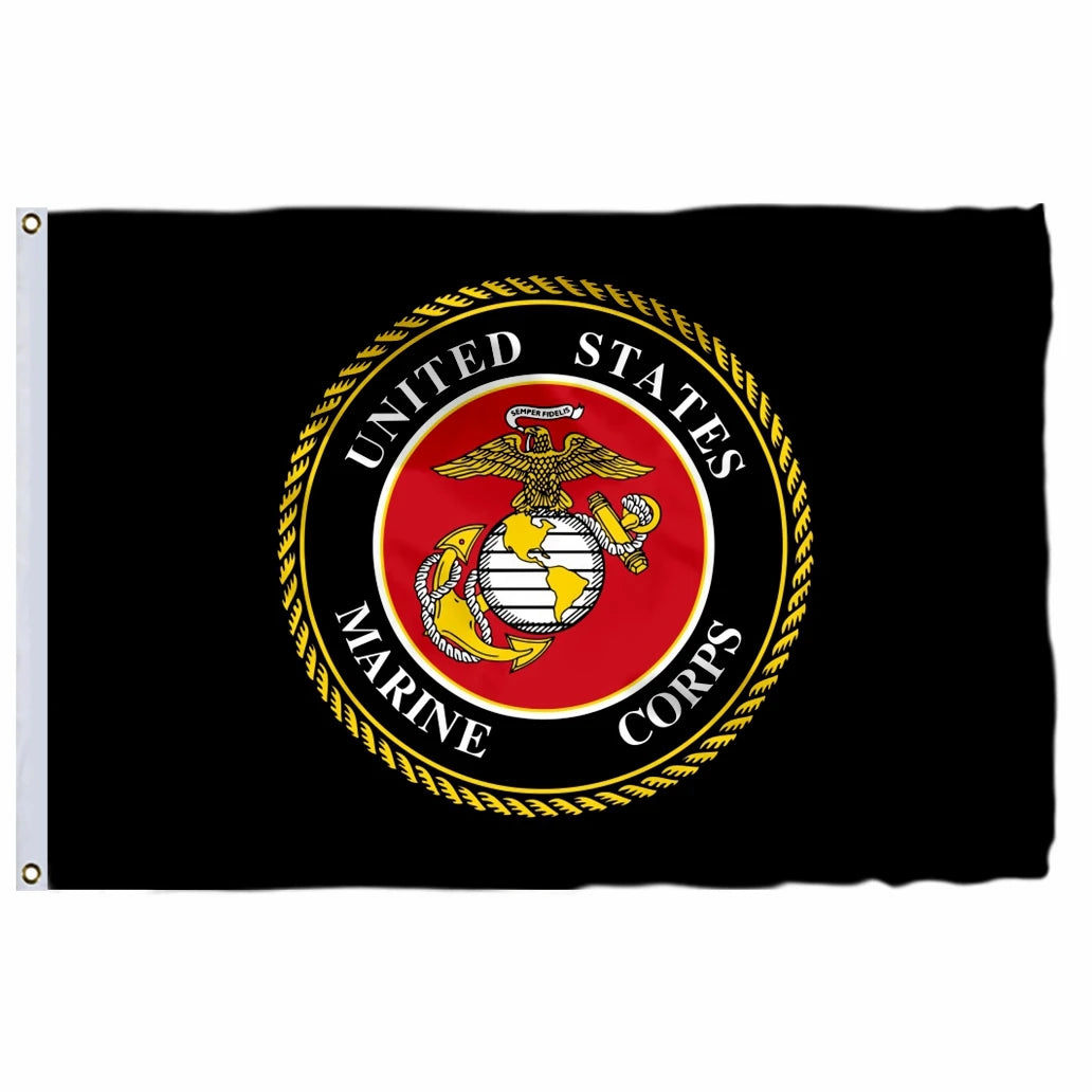 Black US Marine Corps Flag with Semper Fidelis Seal – Bags of Flags